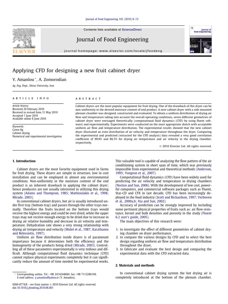 Applying CFD For Designing A New Fruit Cabinet Dryer | PDF ...