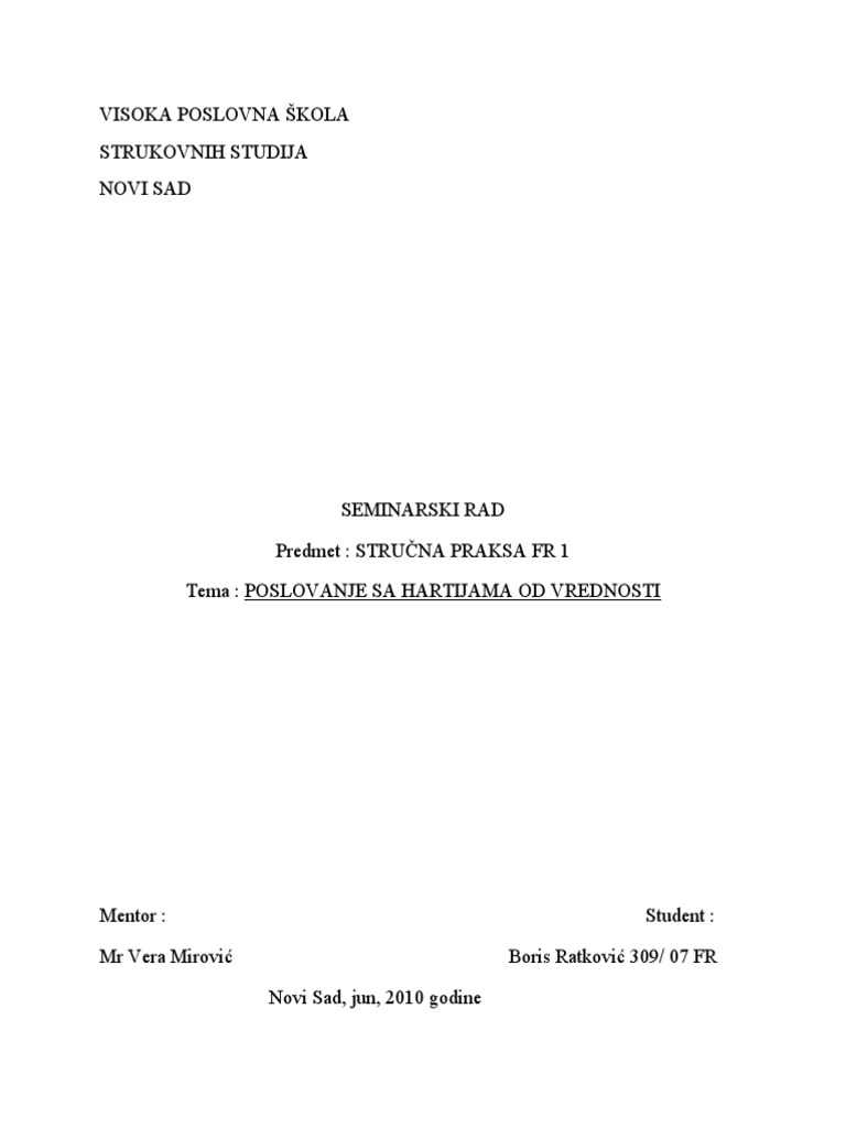 Strucna Praksa Fr1 | PDF