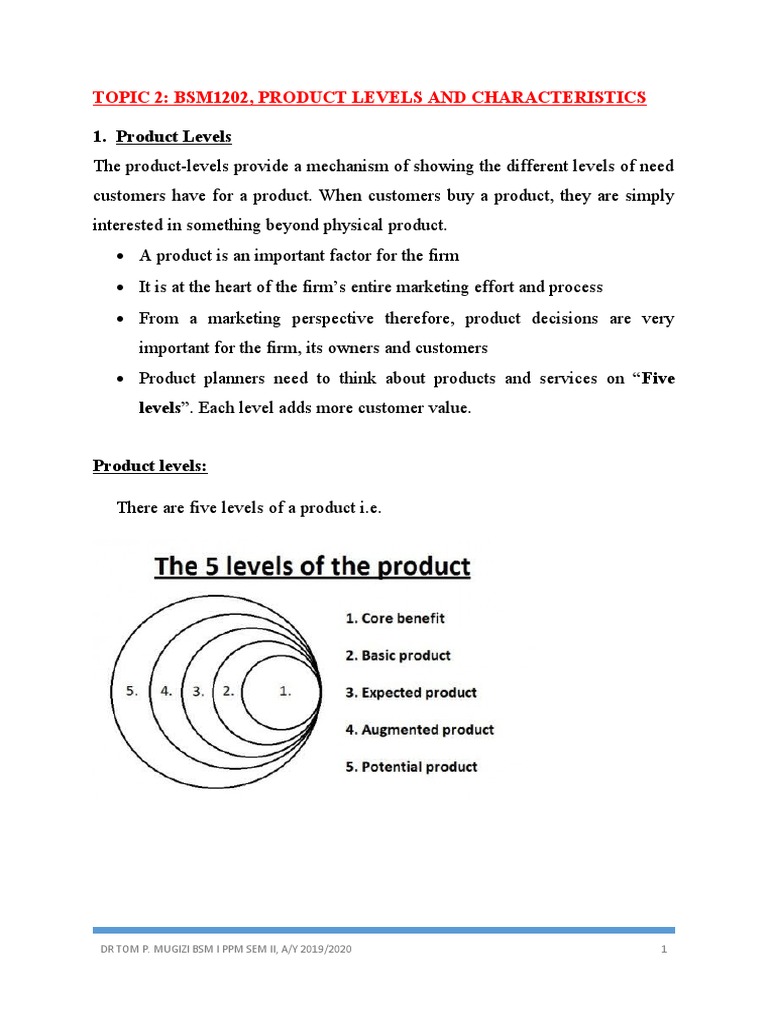 Product Levels & Characteristics Guide | PDF | Marketing | Customer