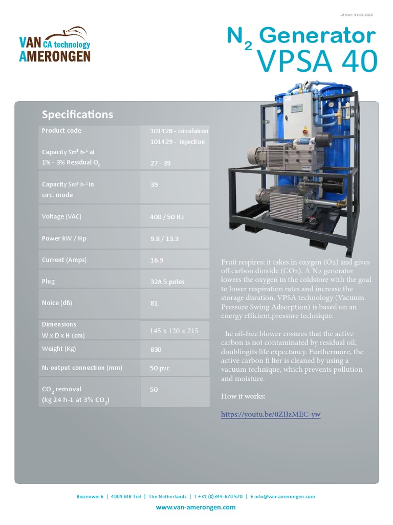 Specifications and Operating Principles of the VPSA 40 Nitrogen ...