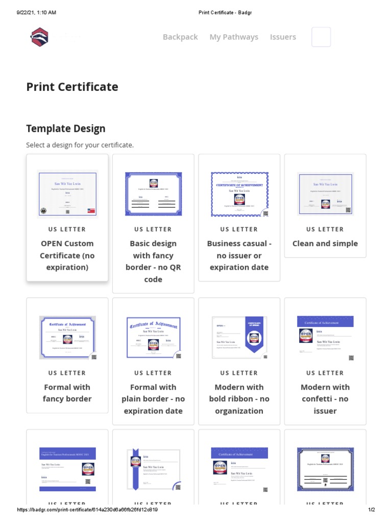 Print Certificate: Template Design | PDF