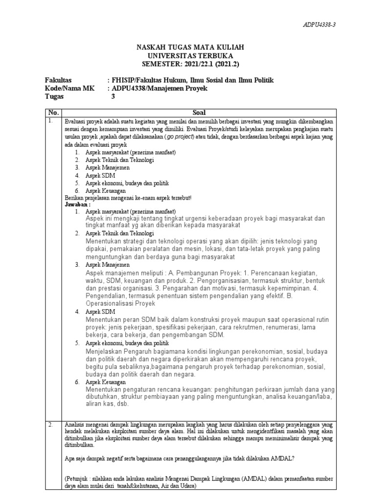Soal Adpu4338 tmk3 3 | PDF
