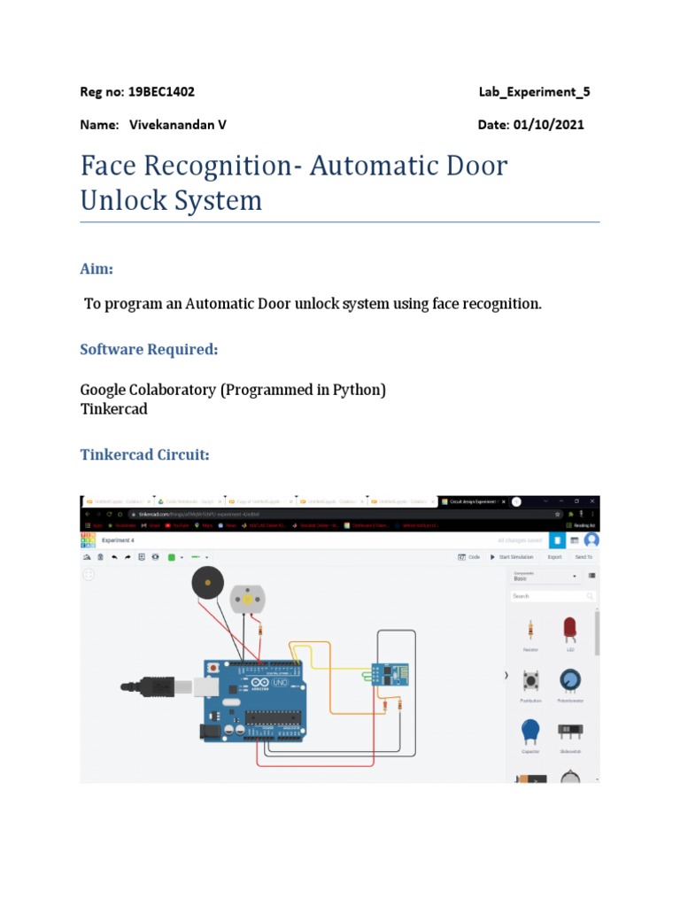 To Program An Automatic Door Unlock System Using Face Recognition | PDF ...