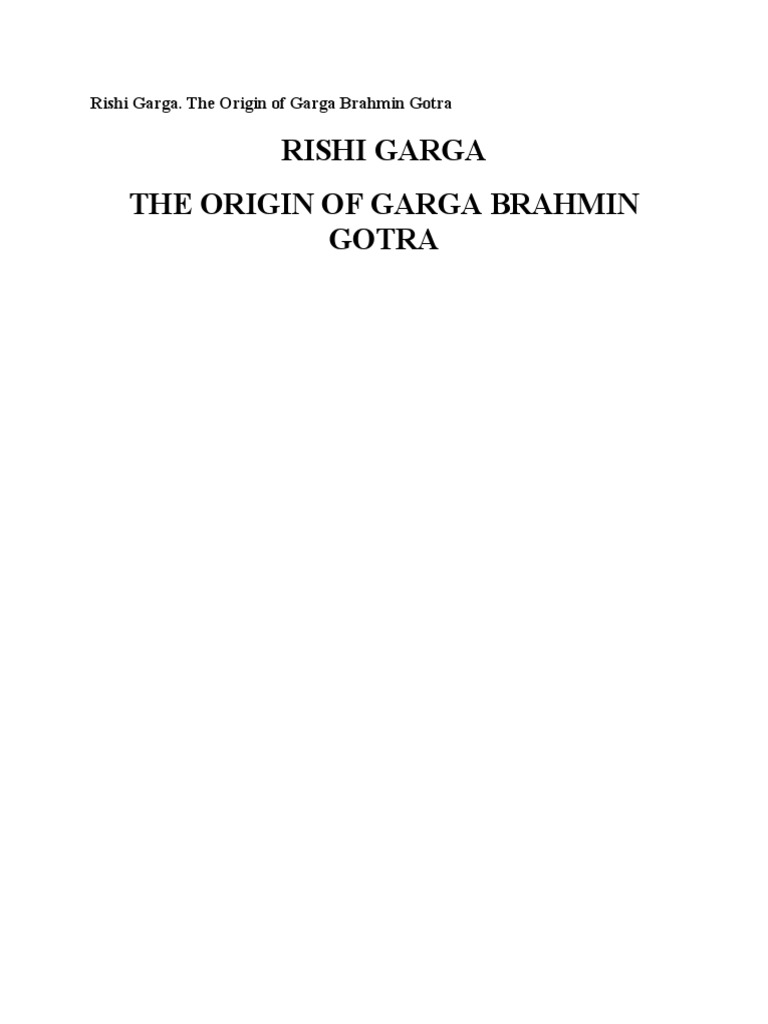 Rishi Garga. The Origin of Garga Brahmin Gotra | PDF | Krishna | Hinduism