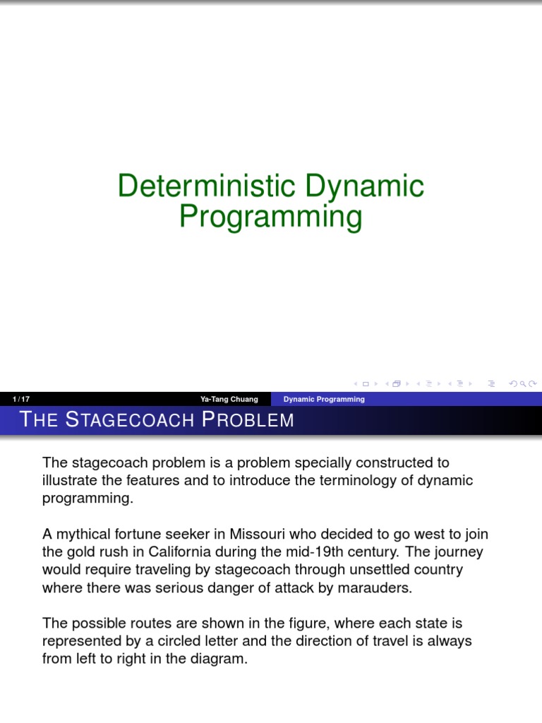 Lecture 2 Deterministic | PDF | Dynamic Programming | Stagecoach Lecture 2 Deterministic | PDF | Dynamic Programming | Stagecoach