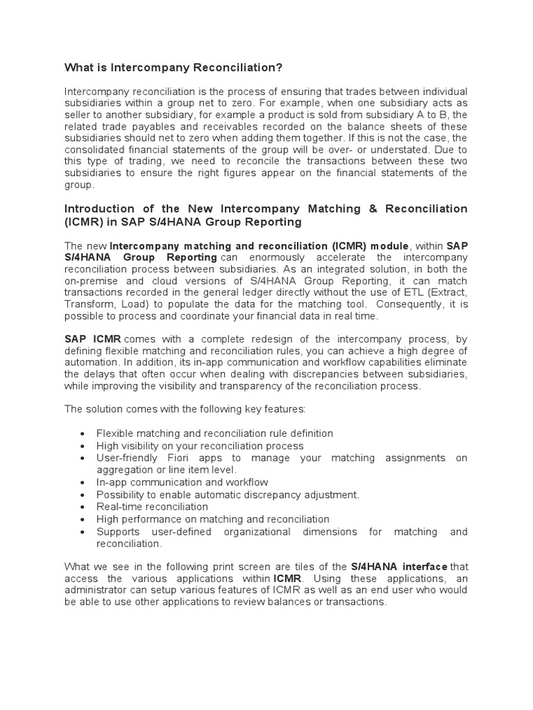 What Is Intercompany Reconciliation | PDF | Financial Transaction ...