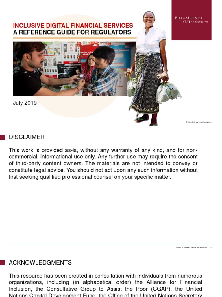 Inclusive Digital Financial Services A Reference Guide For Regulators ...