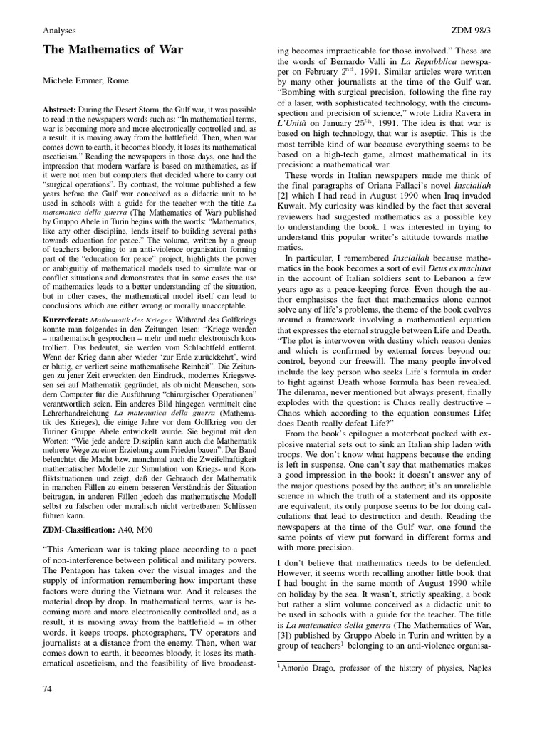 The Mathematics of War: Abstract: During The Desert Storm, The Gulf War ...