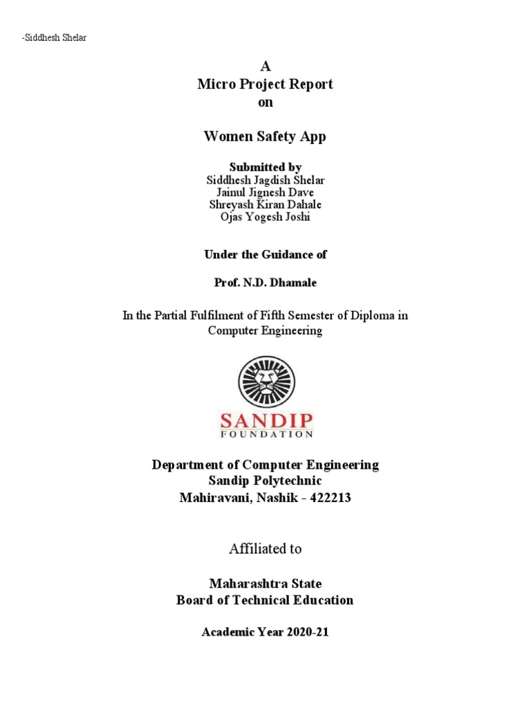 A Micro Project Report On Women Safety App | PDF | Android (Operating ...