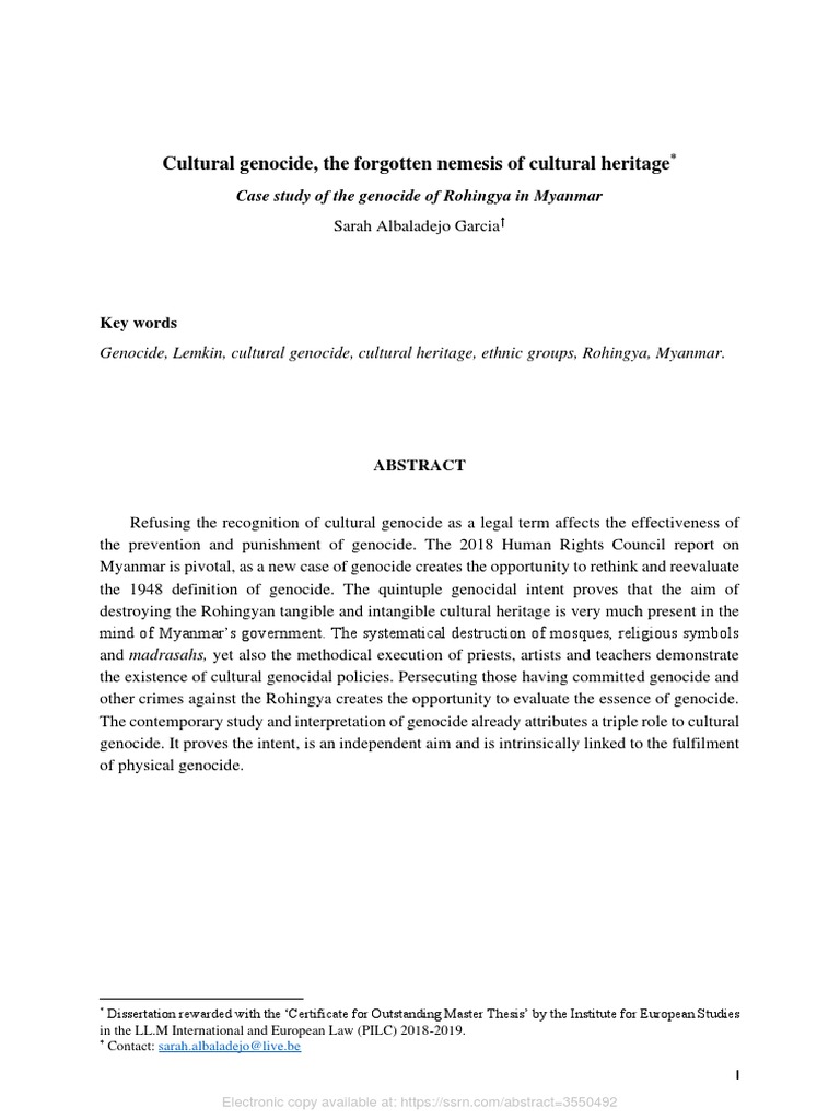 Cultural Genocide, The Forgotten Nemesis of Cultural Heritage. Case ...