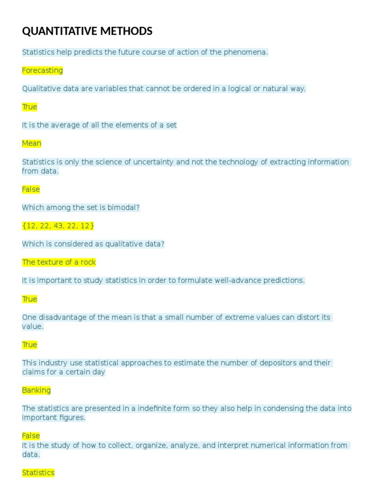 Quantitative Methods | PDF | Level Of Measurement | Statistics