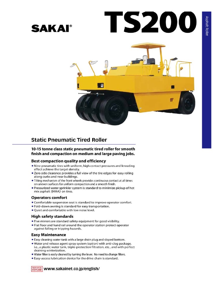 Brosur Pneumatic Tire Roller Sakai TS200 | PDF