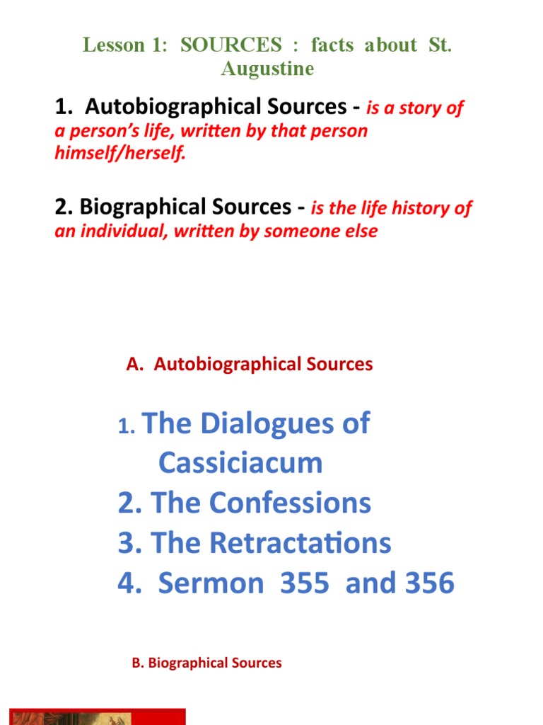 Lesson 1: SOURCES: Facts About St. Augustine | PDF | Augustine Of Hippo ...