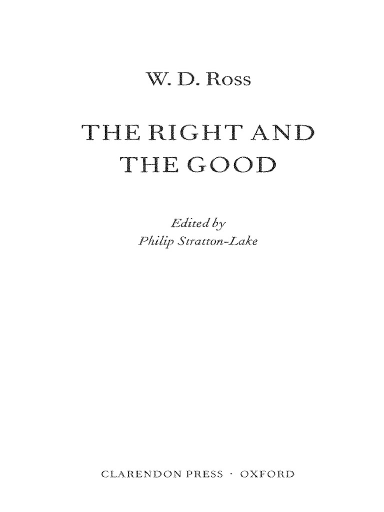 Ross - The Right and The Good | PDF | Utilitarianism | Pleasure