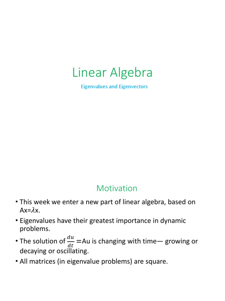 Eigenvalues and Eigenvectors | PDF | Teaching Methods & Materials