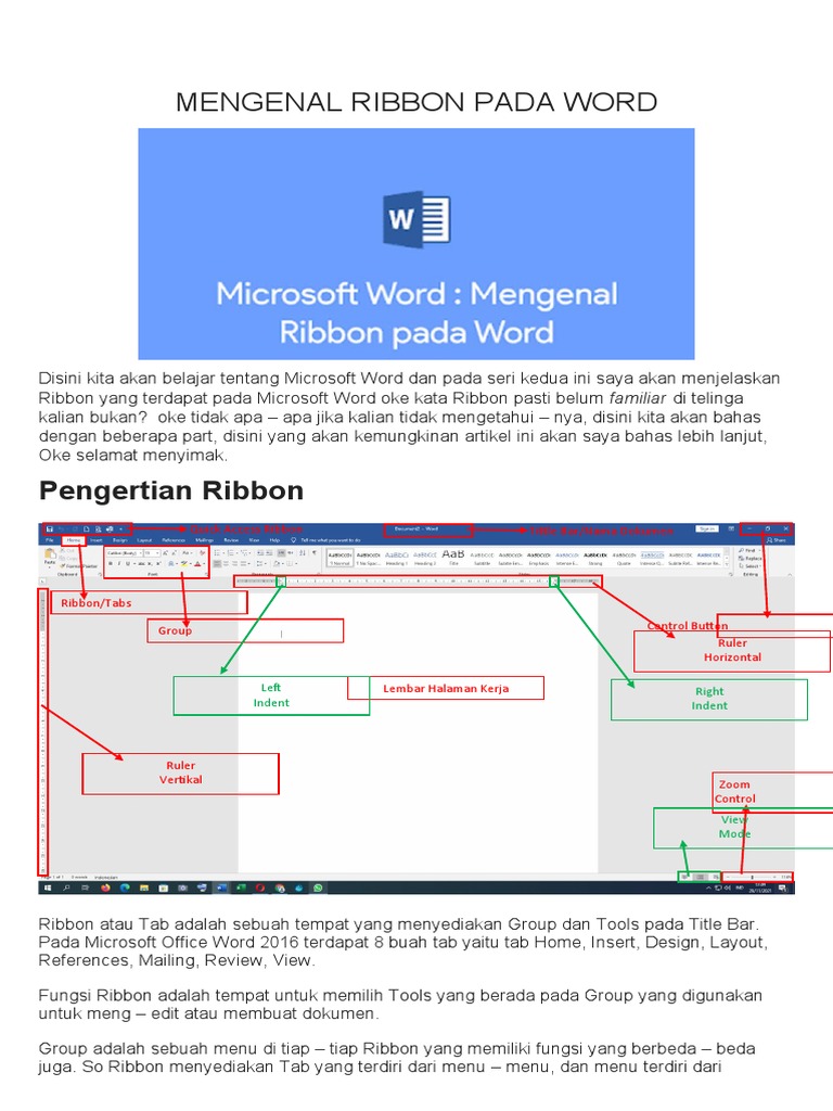 Modul 2 - Mengenal Ribbon Pada MS Word | PDF