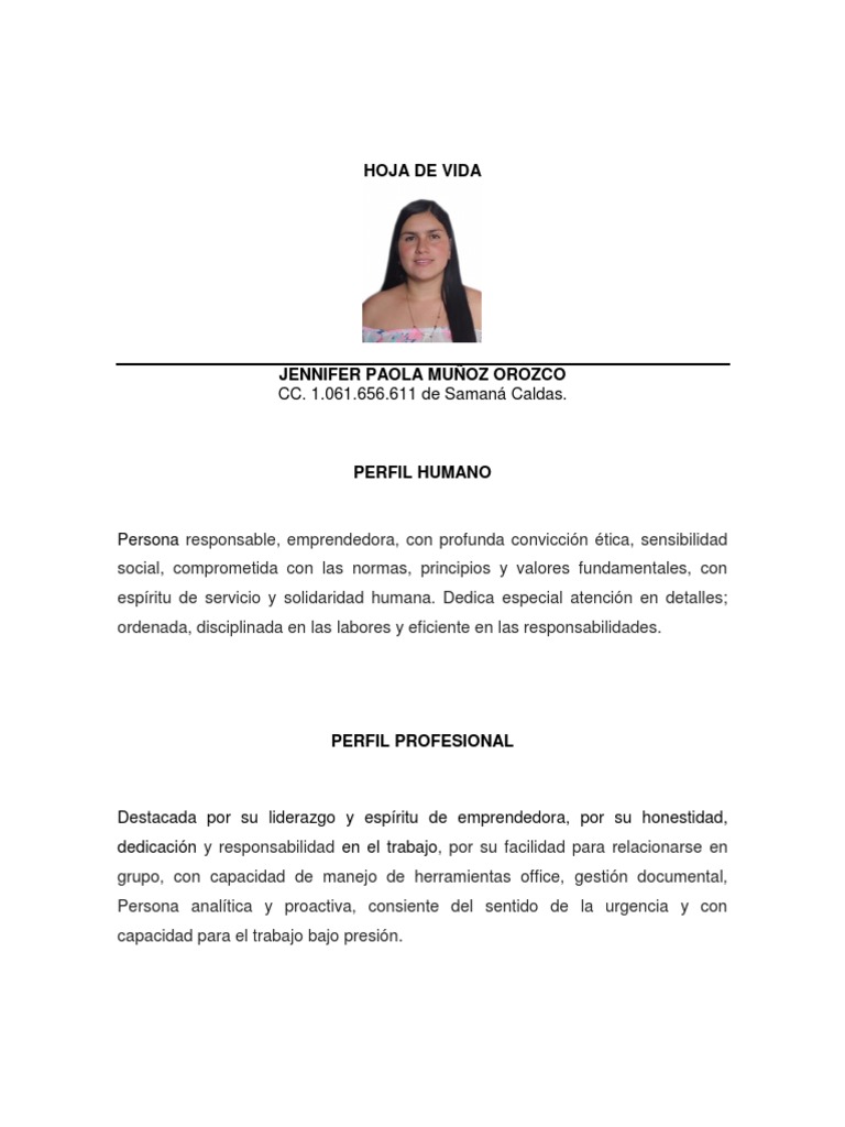 Hoja - de - Vida - Jennifer 001 | PDF Hoja - de - Vida - Jennifer 001 | PDF