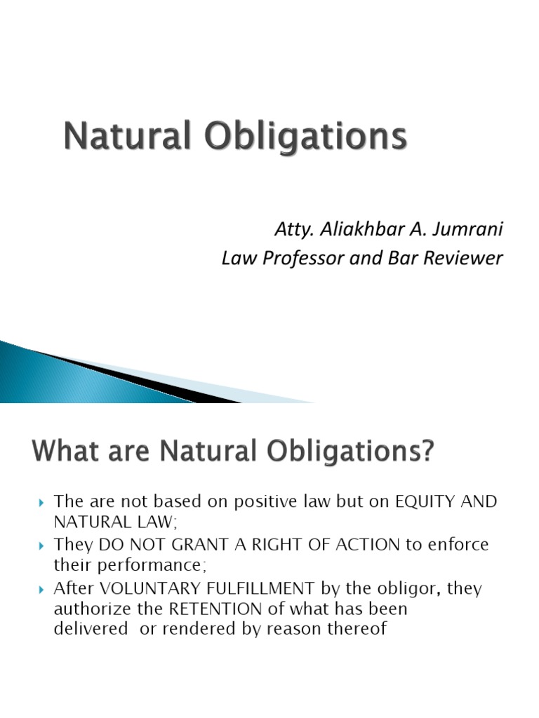 Civil Law - Natural Obligations - Atty. Jumrani | PDF | Intestacy ...