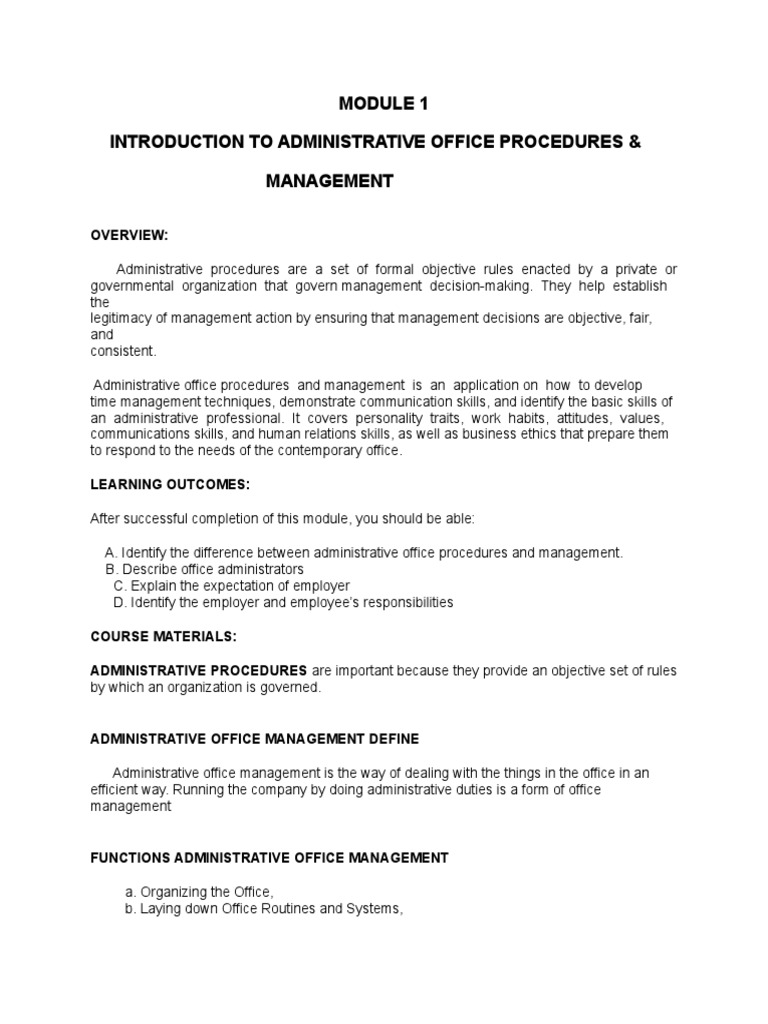 Introduction To Administrative Office Procedures & Management | PDF ...