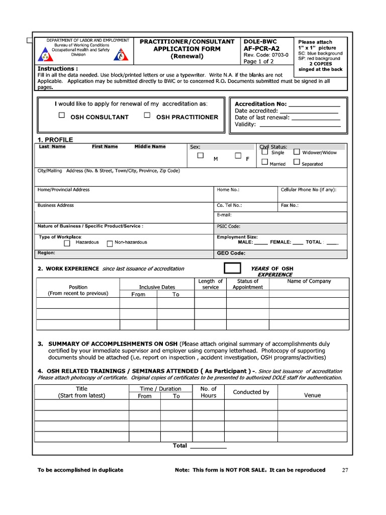 Osh Practitioner Consultant Renewal | PDF