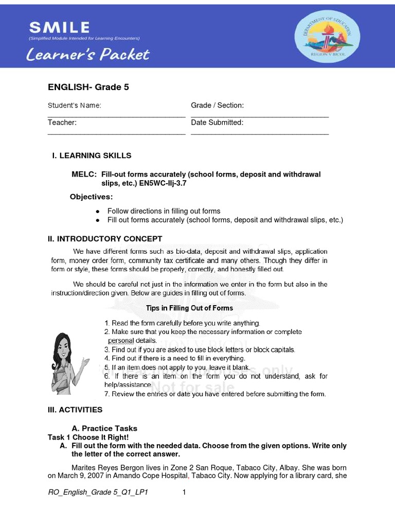 ENGLISH-Grade 5: I. Learning Skills Melc | PDF | Currency
