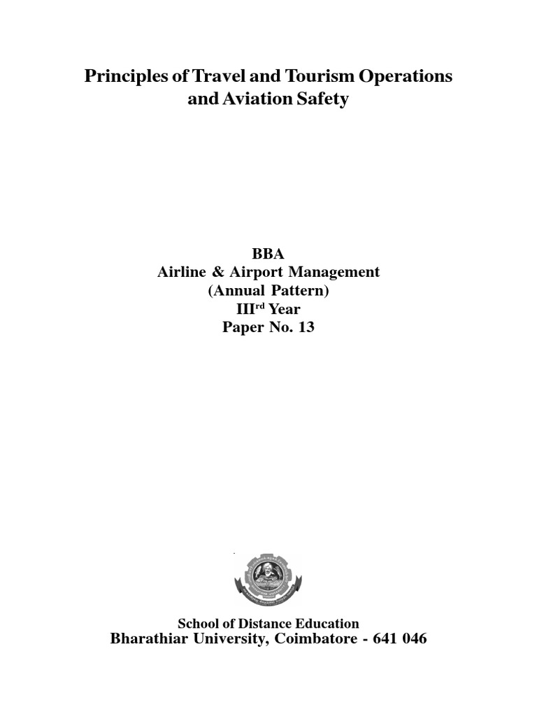 Principles of Travel & Tourism Operations & Aviation Safety | PDF | Tourism