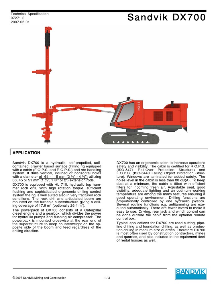Sandvik DX700 | PDF | Truck | Drilling Rig