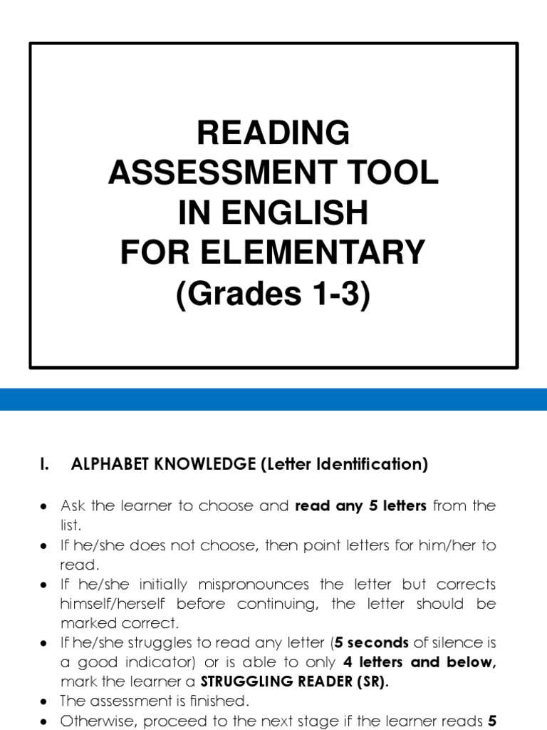 Grades 1 - 3 Reading Assessment Tool in English | PDF ...