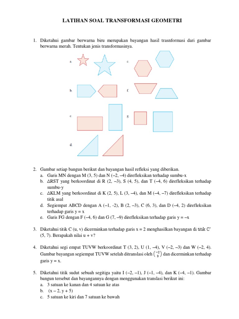 Latihan Soal Transformasi Geometri FIX | PDF