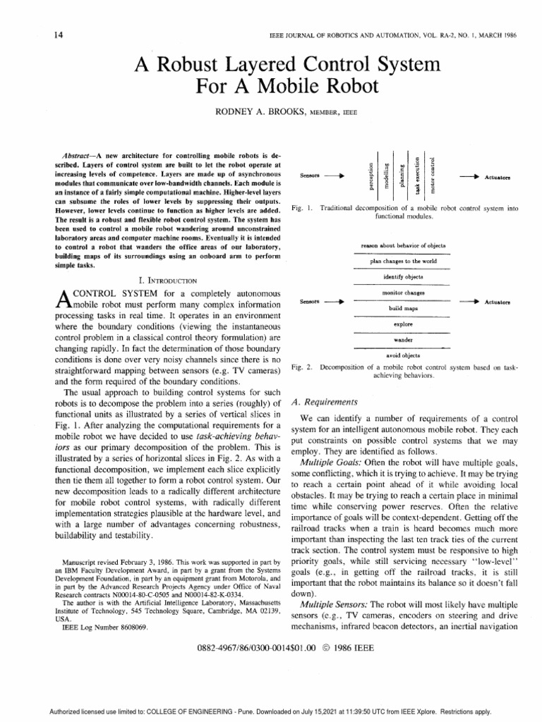 A Robust Layered Control System For A Mobile Robot | PDF | Robot | Robotics