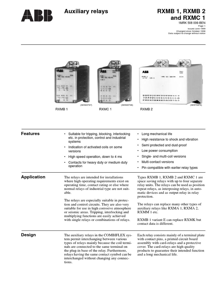 ABB Auxillary Relay | PDF | Relay | Alternating Current