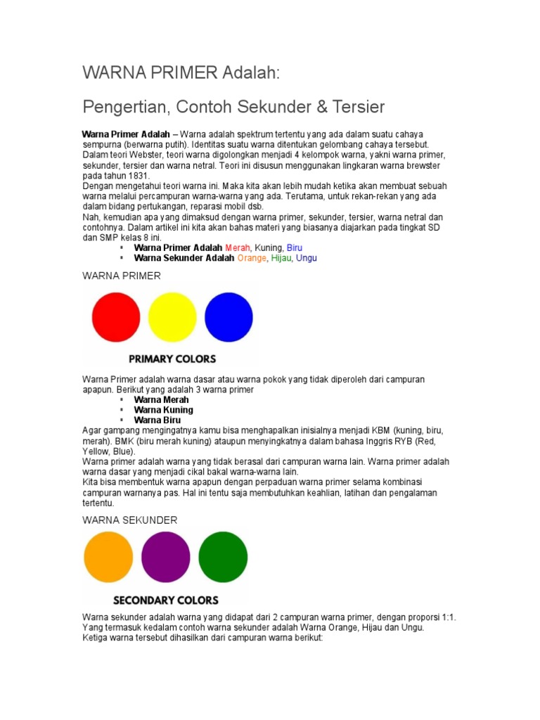 Pengertian dan Contoh Warna Primer | PDF