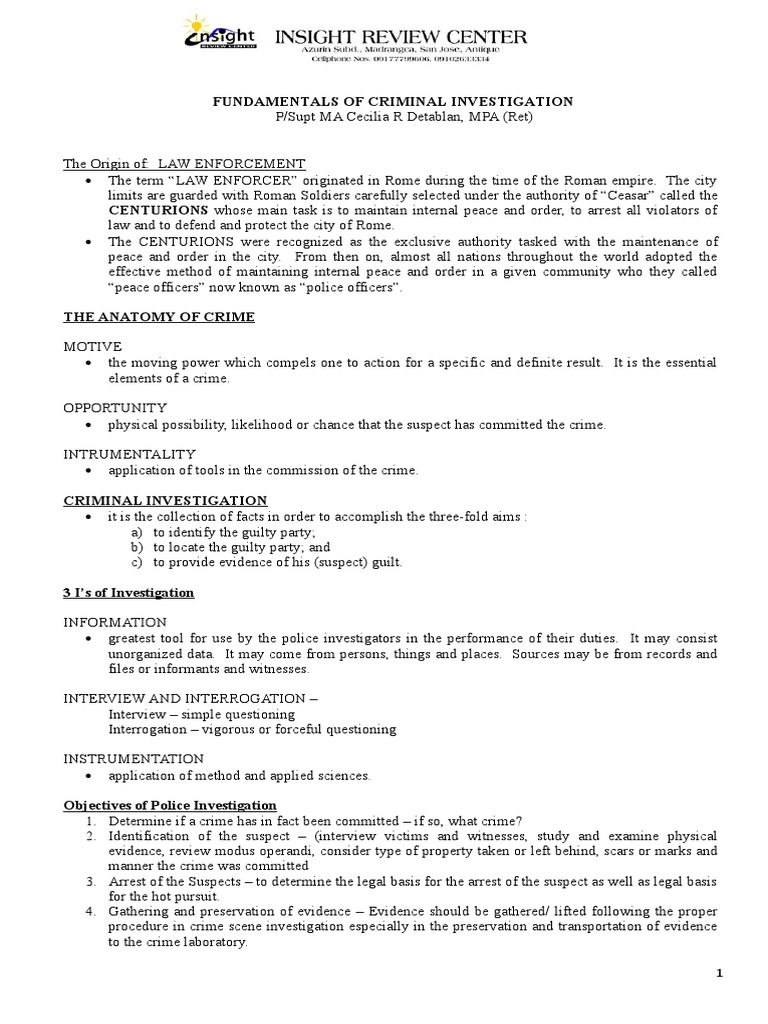 Fundamentals of Criminal Investigation: An Overview of the Origins ...