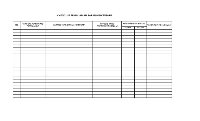 Check List Peminjaman Barang | PDF
