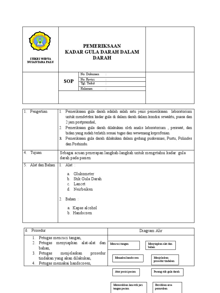 Sop Pemeriksaan Gula Darah | PDF