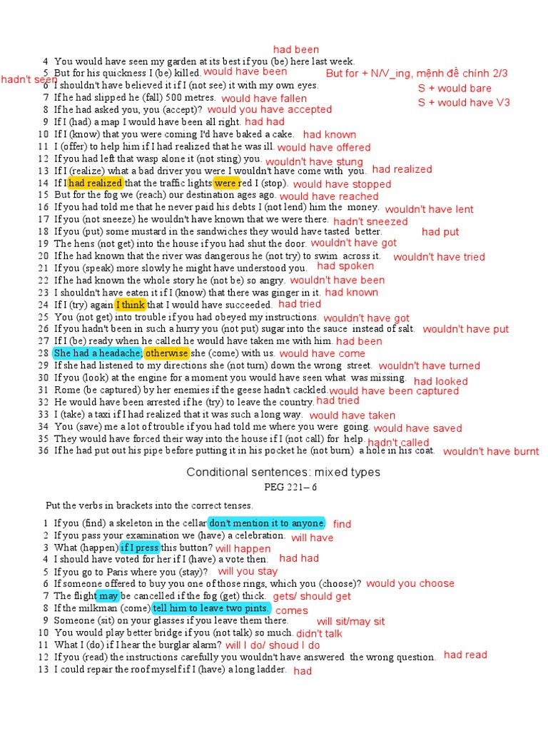 Conditional Sentences: Mixed Types | PDF