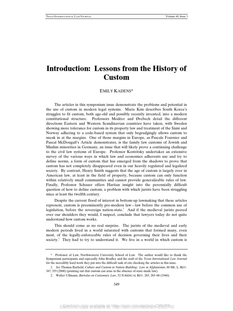 Lessons From The History of Custom | PDF | Testimony | Witness
