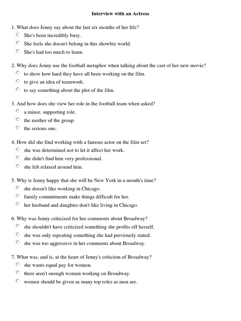 Interview With An Actress - SCRIPT | PDF | Actor