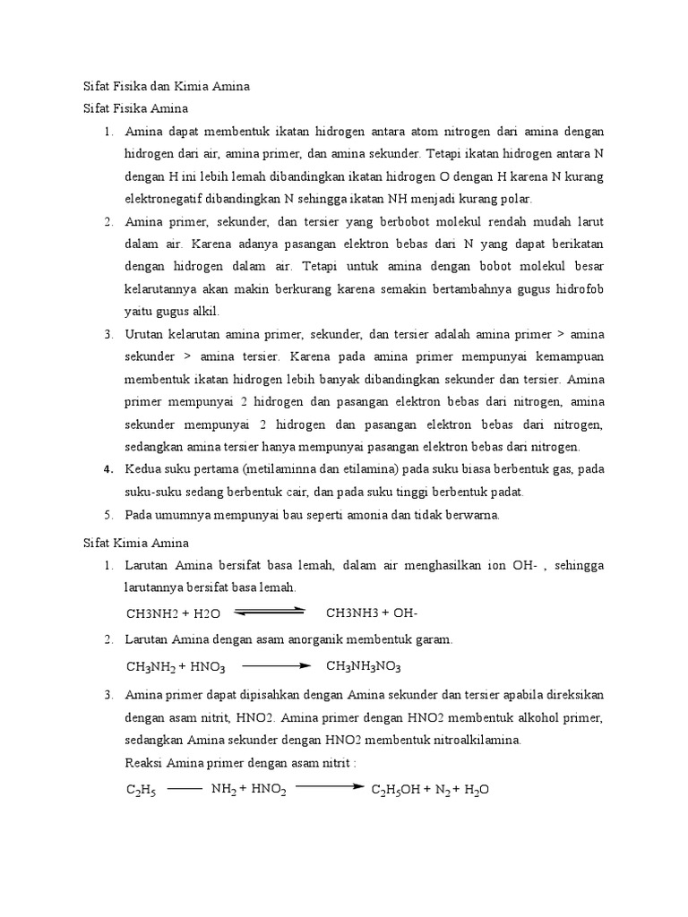 Sifat Fisika Dan Kimia Amina Dan Amida | PDF