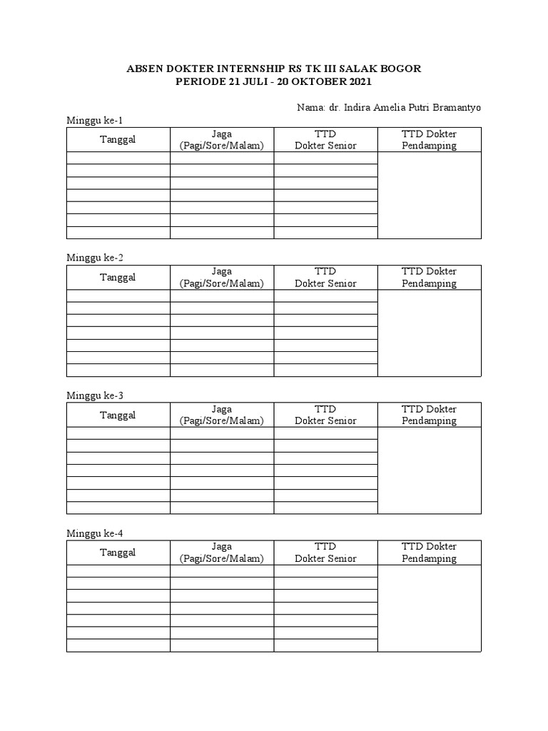 Absen Jaga Manual Indira | PDF