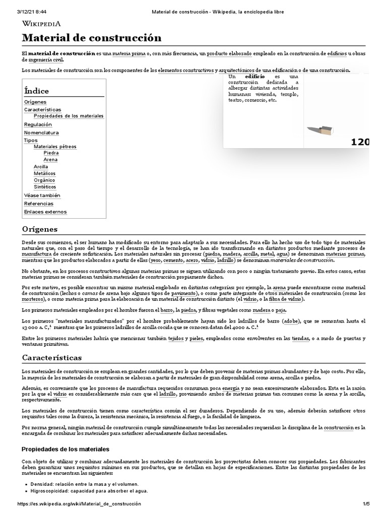 Material de Construcción - Wikipedia, La Enciclopedia Libre | PDF ...