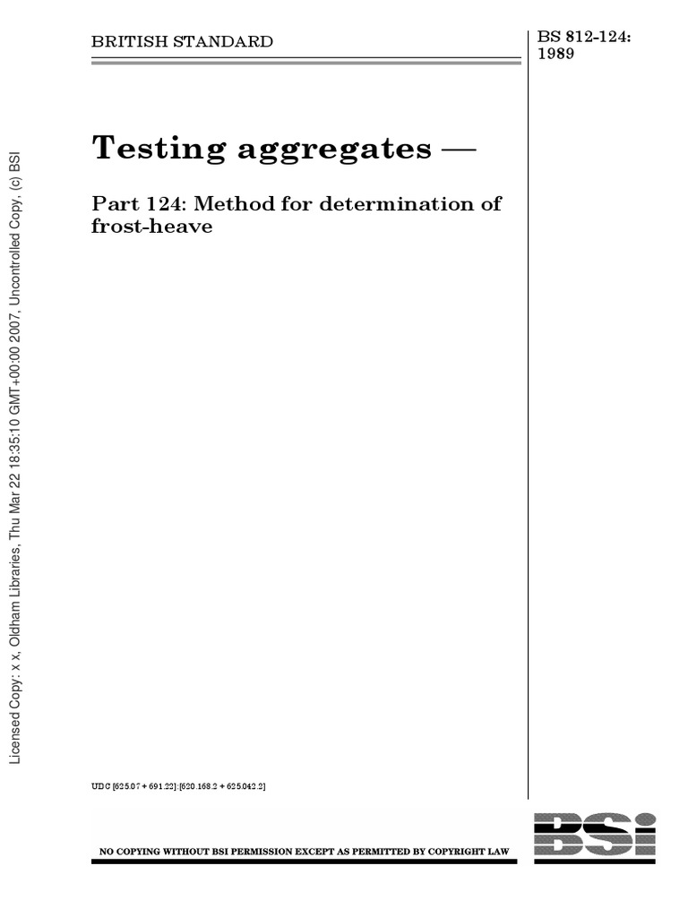 BS 812-124 Testing Aggregates Part 124 Frost Heave | PDF | Concrete ...