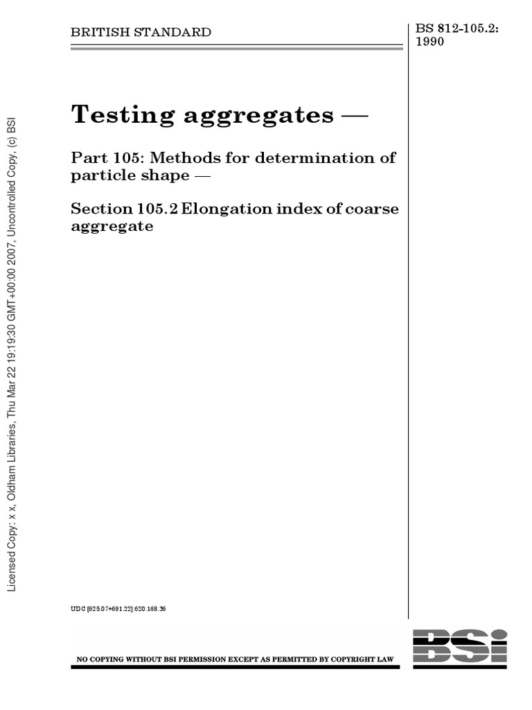Bs 812-105.2 Testing Aggregates Particle Shape - Elongation Index | PDF ...