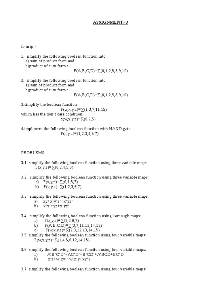 Boolean Function Simplification and Design | PDF | Electronics ...