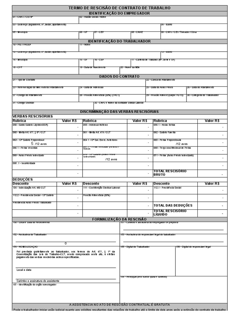 Termo de Rescisão Modelo | PDF | Banco de Horas | Direito Civil ...