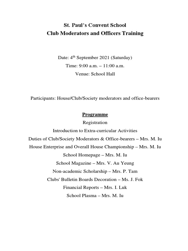 2021-2022 Club Moderators and Officers Training Booklet | PDF ...