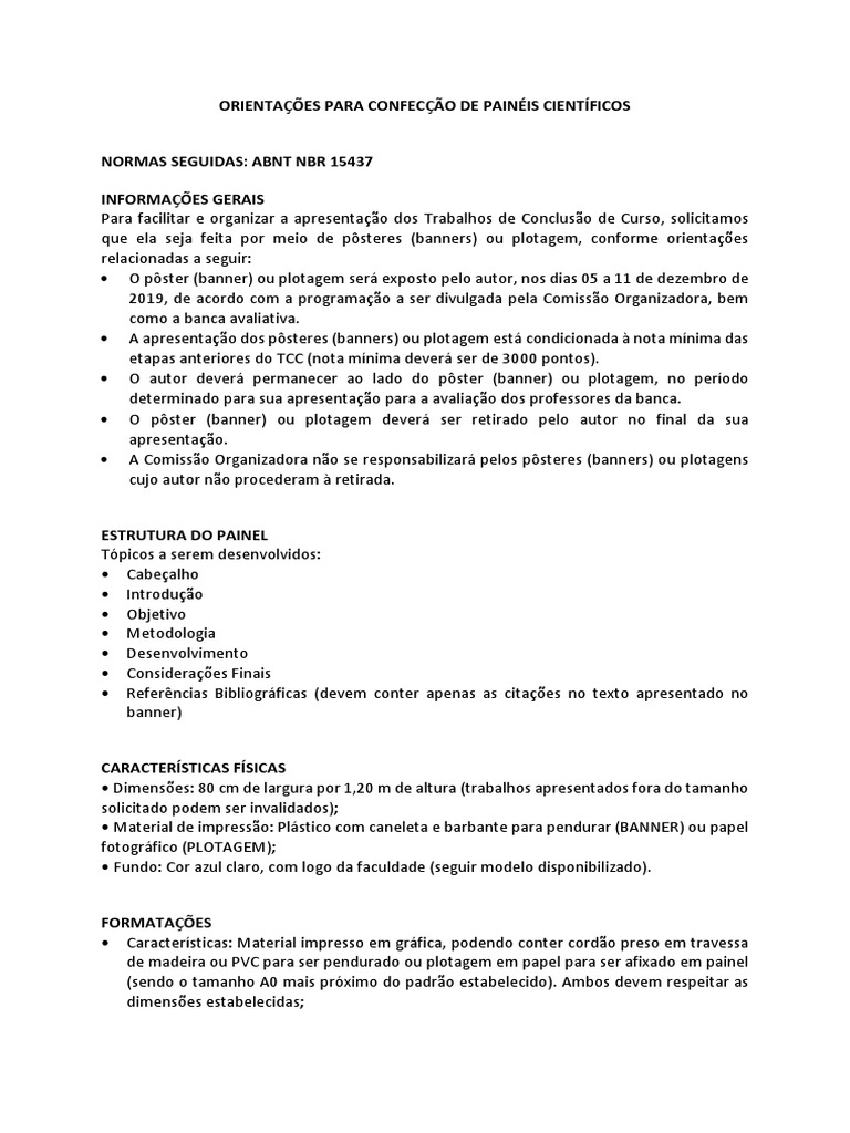 Orientacoes para Confeccao Do Banner | PDF | Papel | Impressão