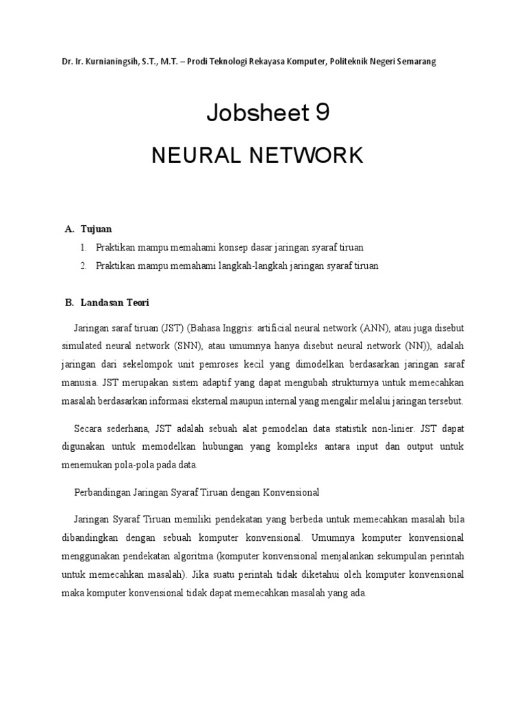 Jobsheet 9 - ANN | PDF | Komputer | Teknologi & Rekayasa
