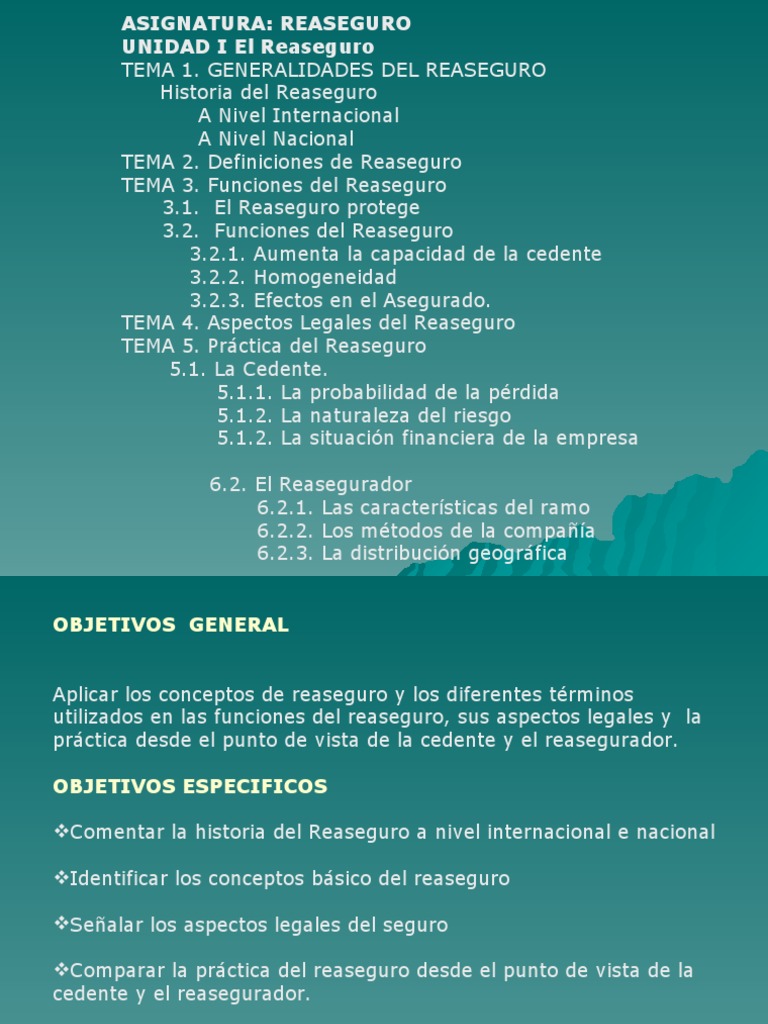 Unidad I Introduccion Al Reaseguro | PDF | Reaseguro | Seguro