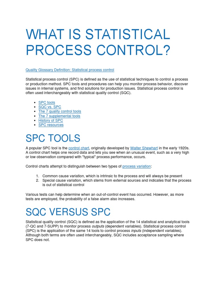 Asq What Is Statistical Process Control | PDF | Statistics ...